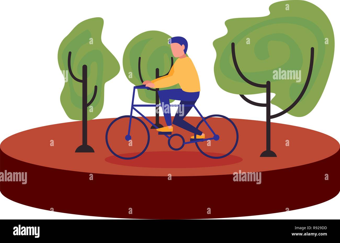 man riding bike outdoors image vector illustration Stock Vector Image ...