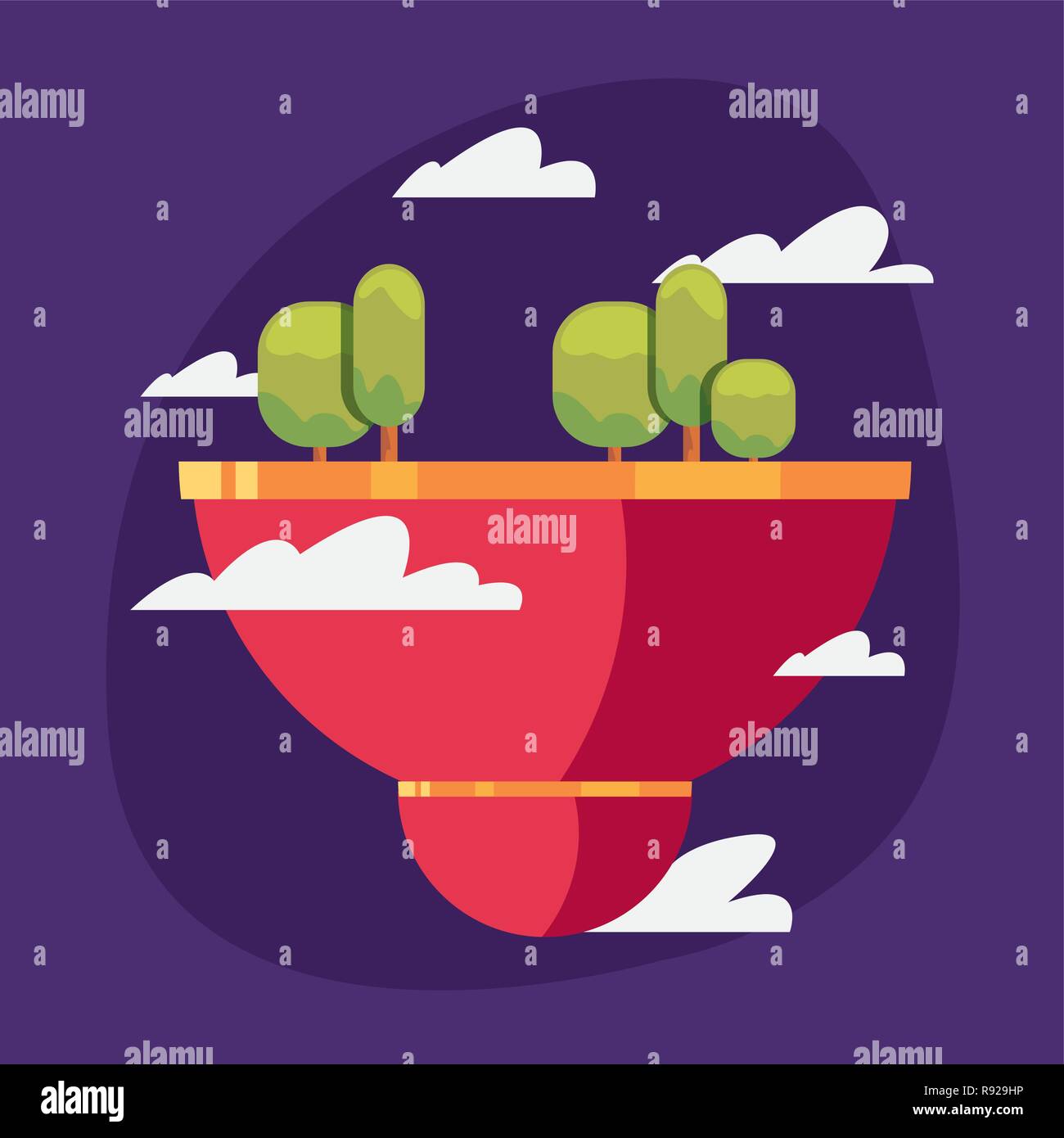 video game world clouds trees vector illustration Stock Vector Image ...