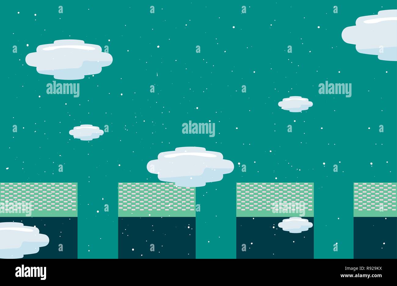 video game level high clouds stars vector illustration Stock Vector ...