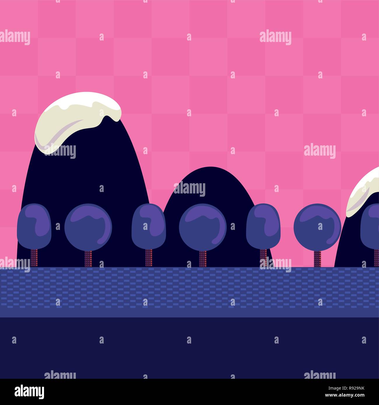 video game level trees base grid background vector illustration Stock ...