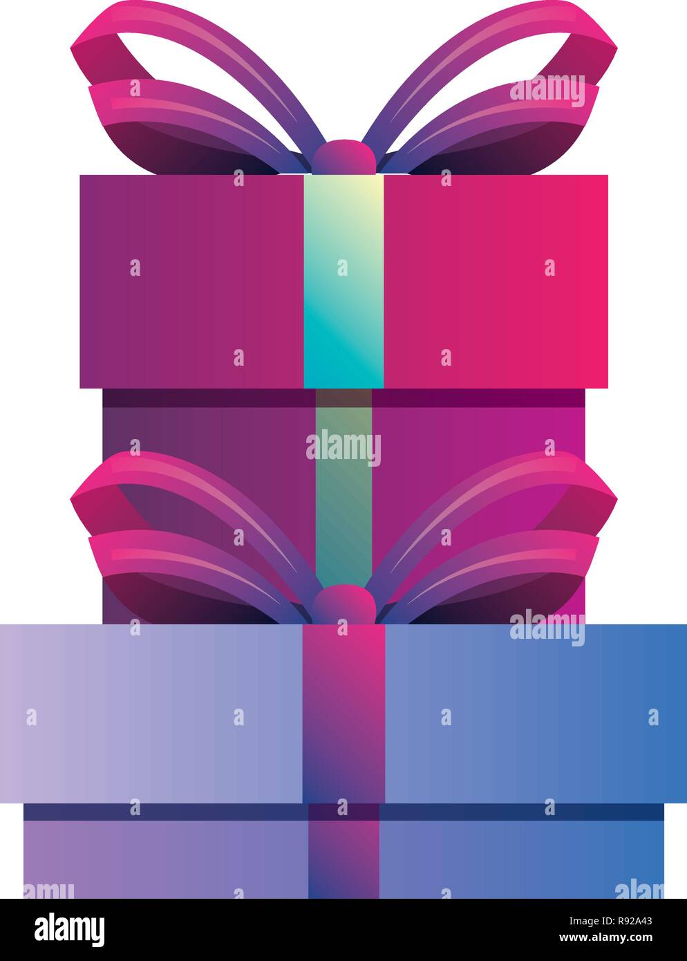 two gift boxes with bow on white background vector illustration Stock ...