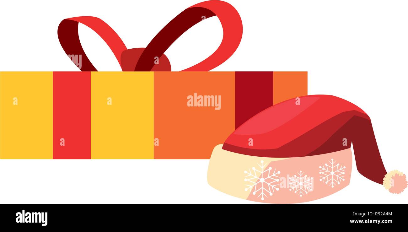 christmas gift box and santa hat vector illustration Stock Vector Image ...