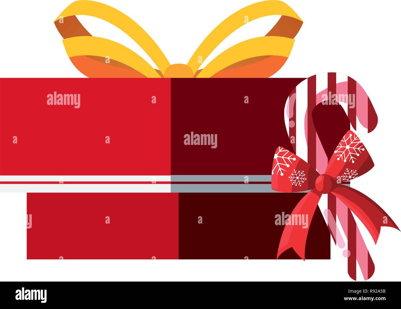 christmas gift box and candy cane vector illustration Stock Vector ...