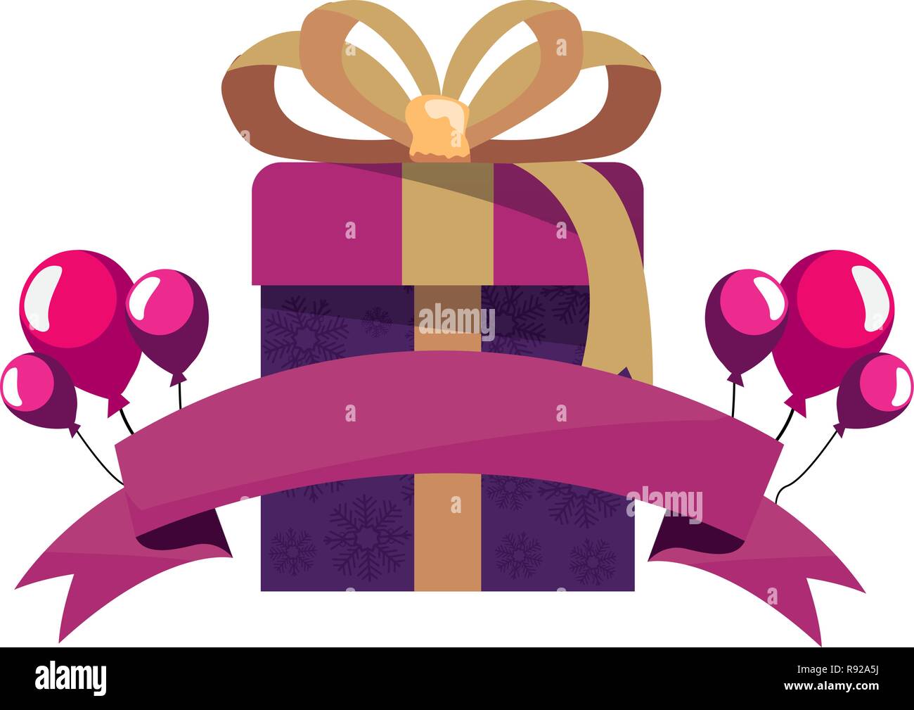 gift box balloons and ribbon vector illustration Stock Vector Image ...