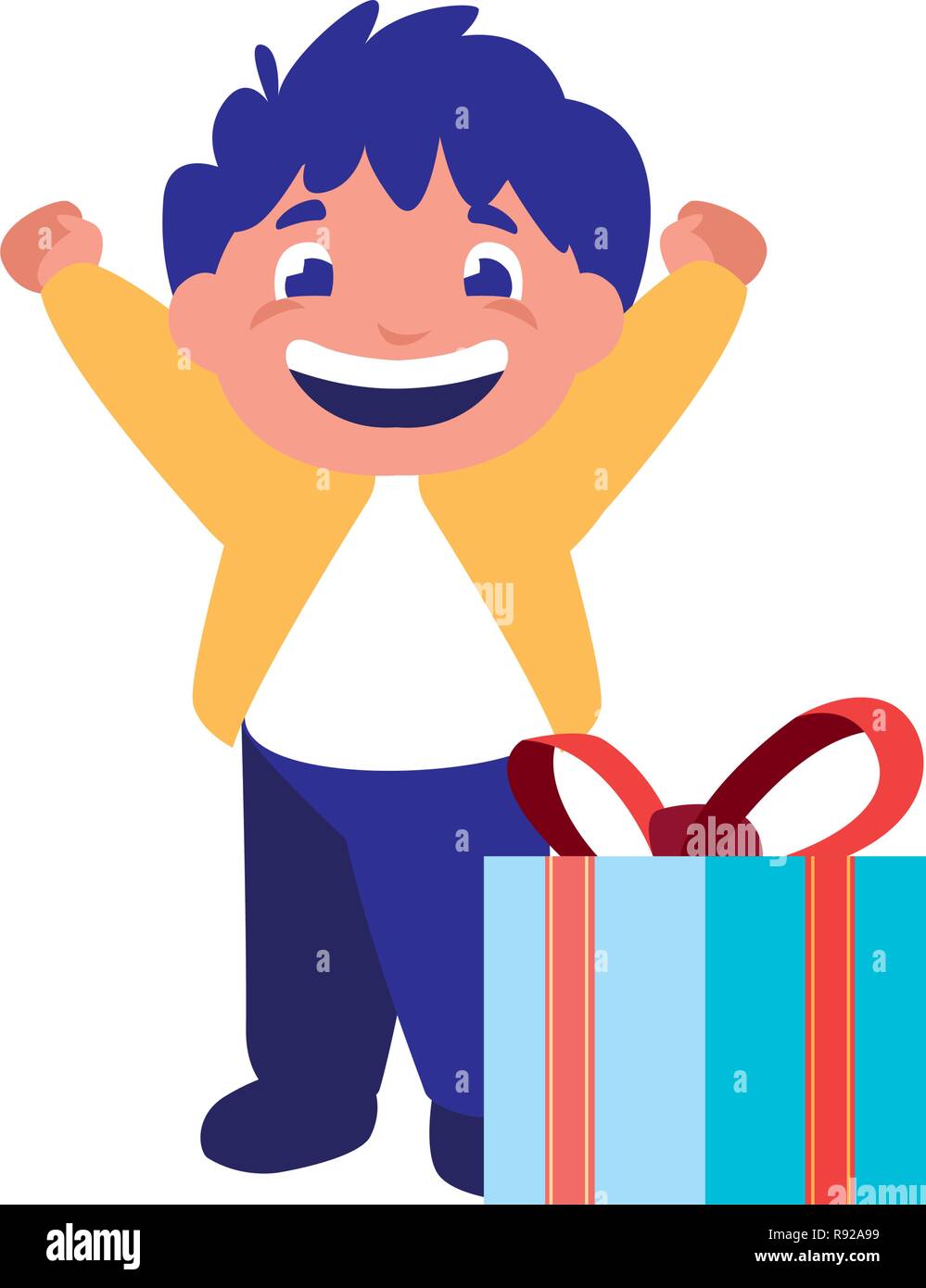 happy boy with gift box celebration vector illustration Stock Vector ...