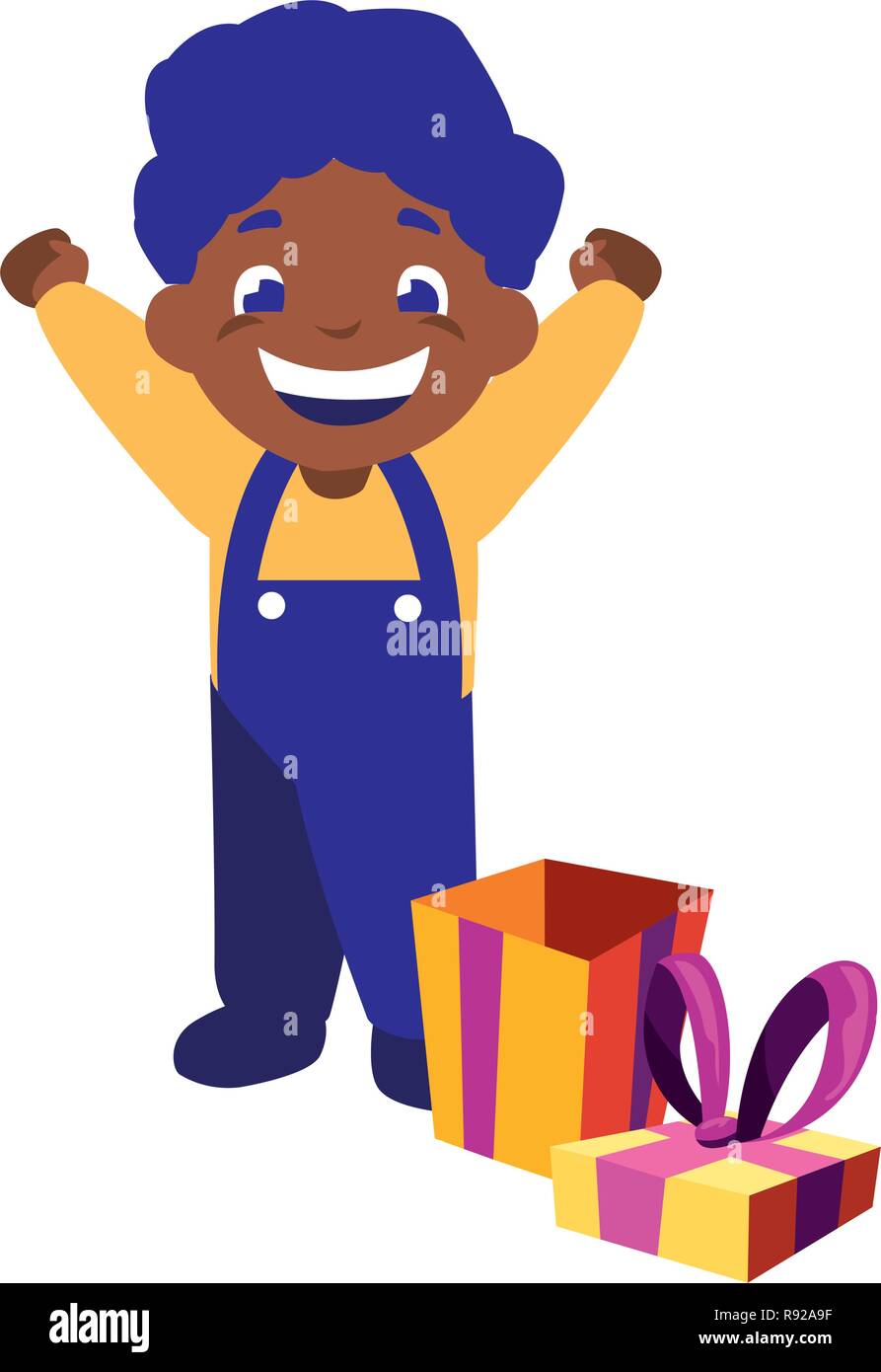 happy boy with gift box celebration vector illustration Stock Vector ...