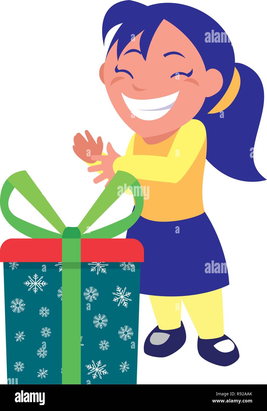 happy girl with gift box celebration vector illustration Stock Vector ...