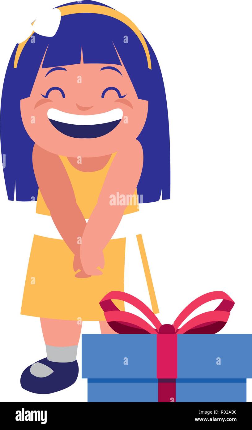 happy girl with gift box celebration vector illustration Stock Vector ...