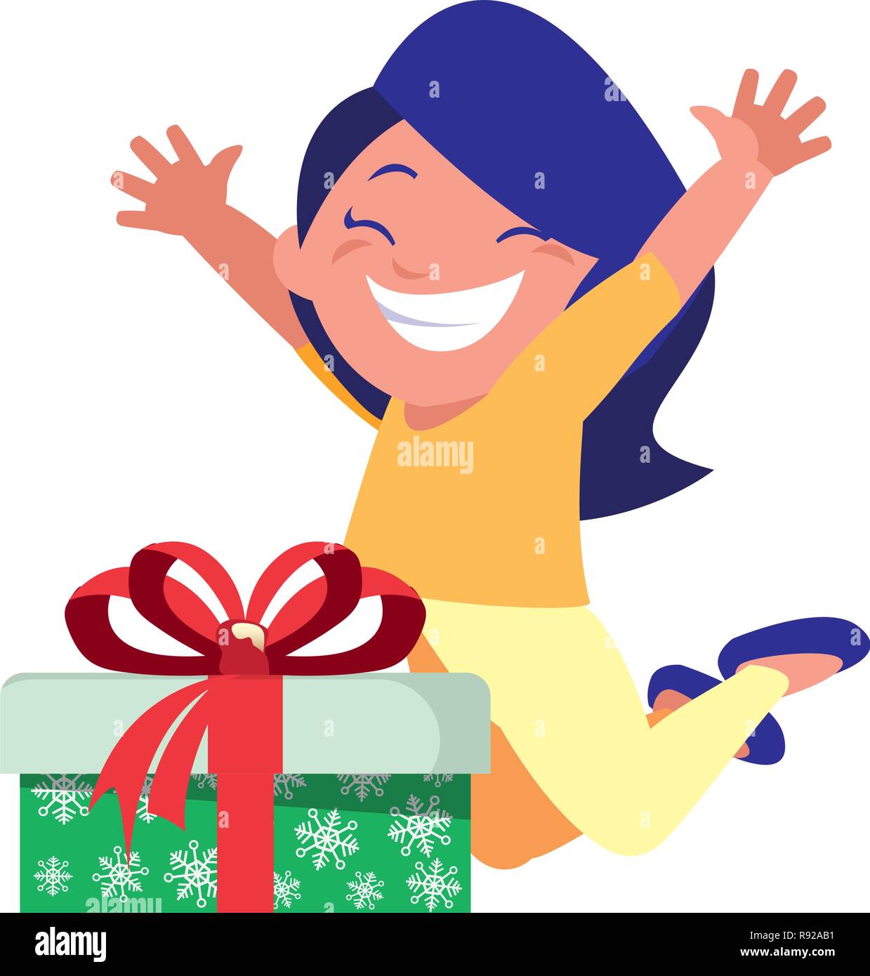 happy girl with gift box celebration vector illustration Stock Vector ...