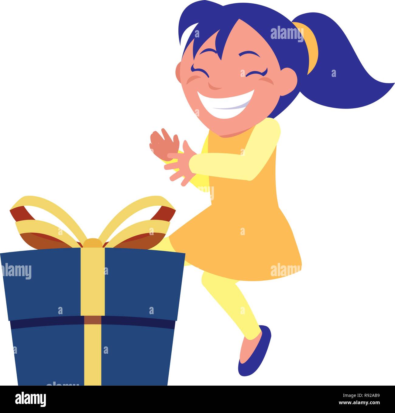happy girl with gift box celebration vector illustration Stock Vector ...