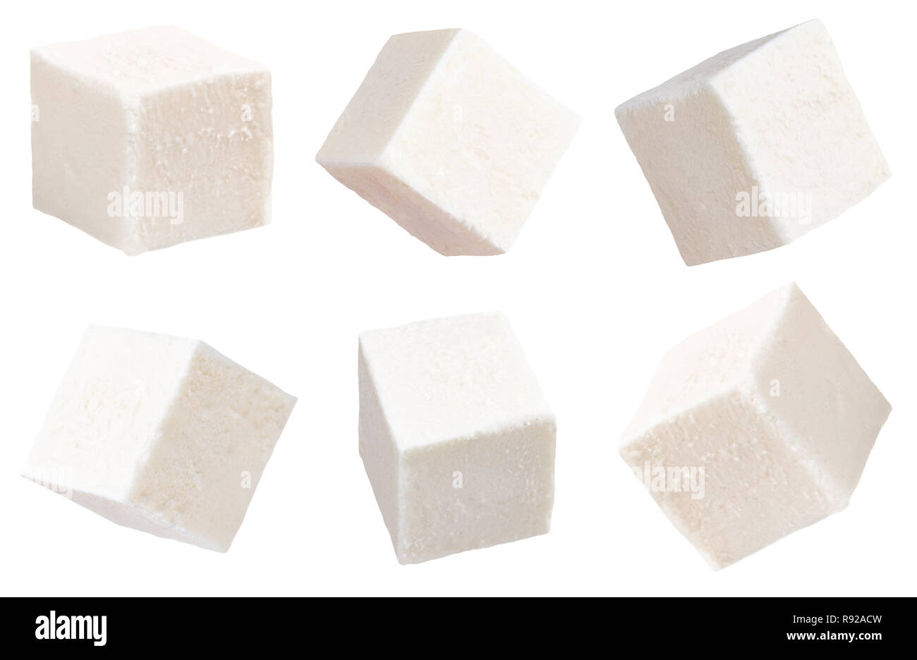 Greek feta cubes. Feta cheese isolated on white background. With ...