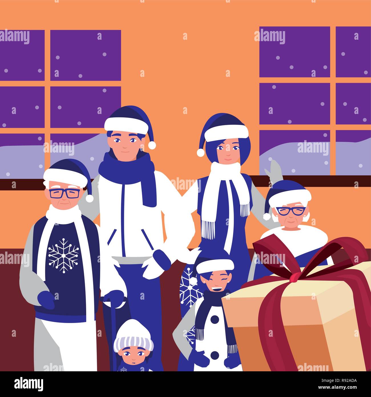 family christmas gift in the home vector illustration Stock Vector ...