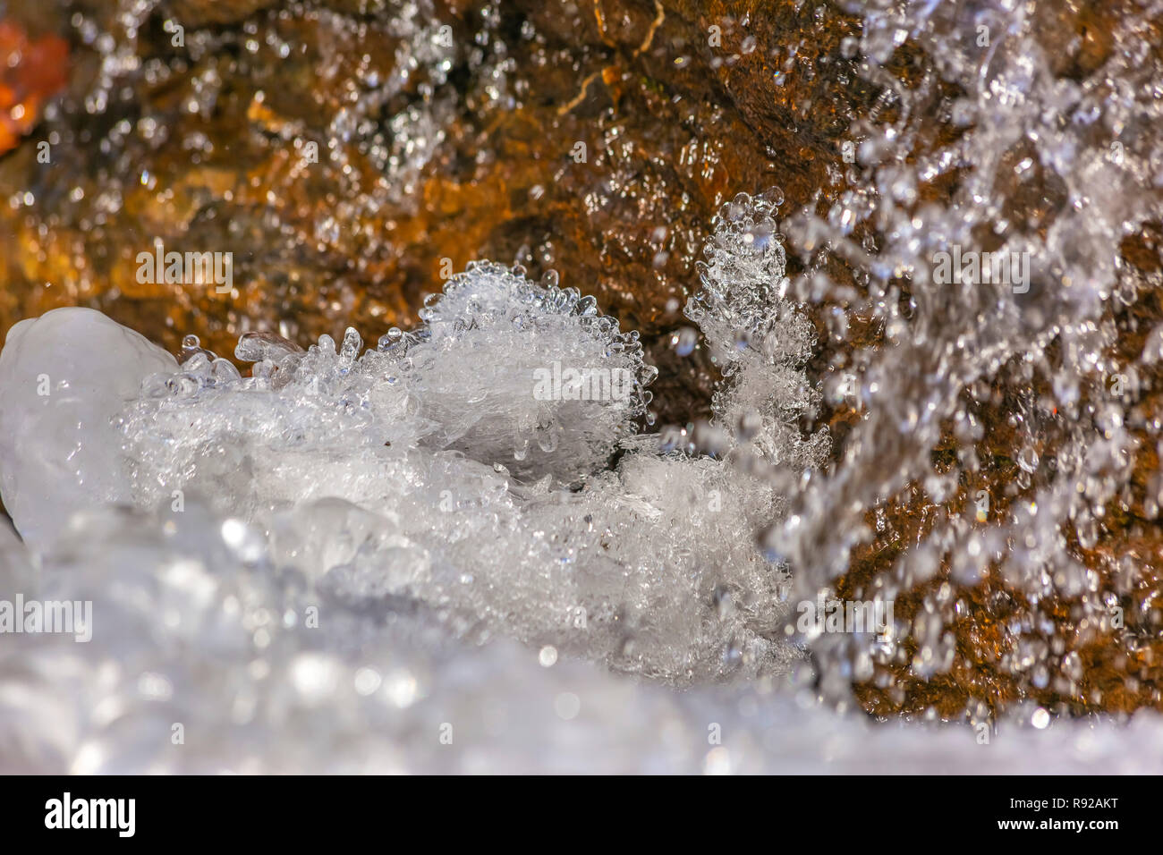 Ice crystals forming in river in Provo Stock Photo - Alamy