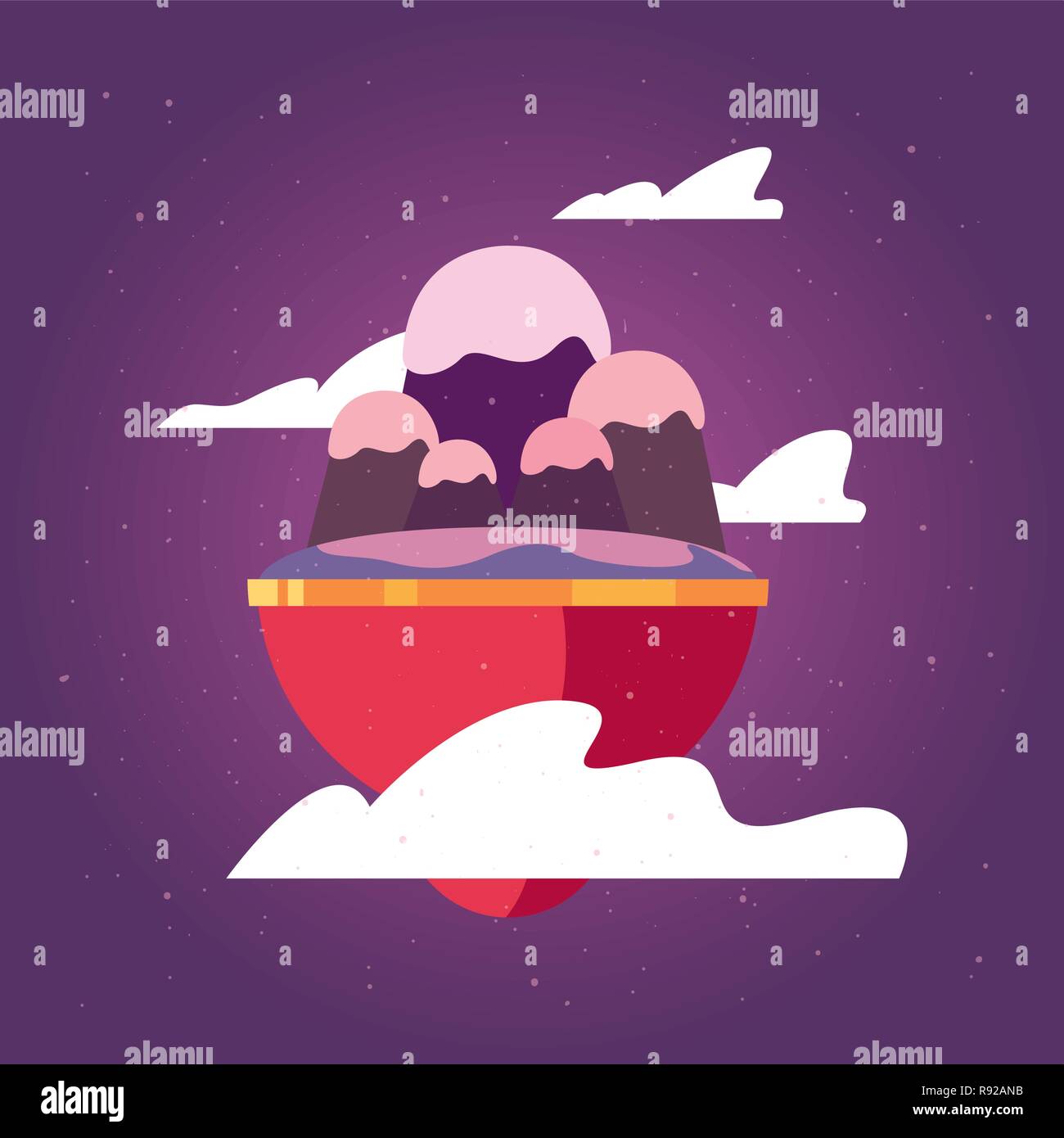 mountains base clouds level video game vector illustration Stock Vector ...