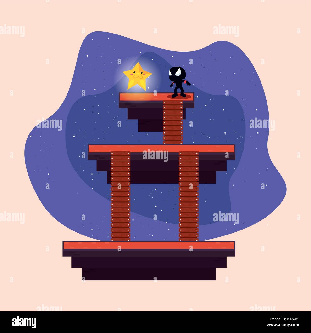 video game villain base catch star pass level vector illustration Stock ...