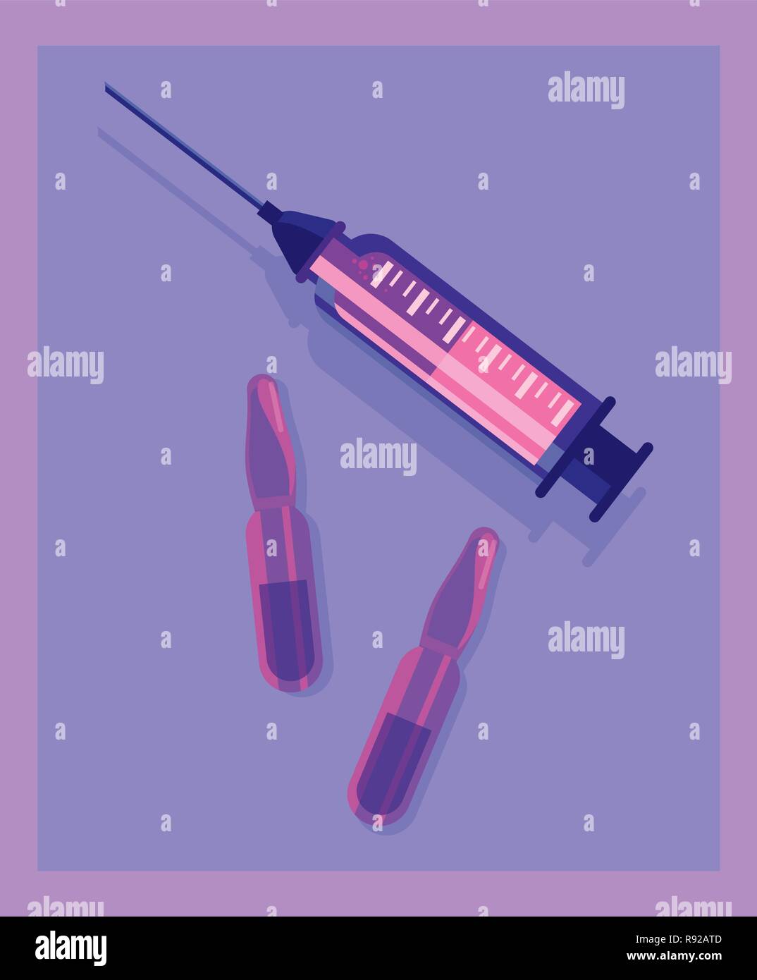 vaccination ampoules syringe frame background vector illustration Stock ...