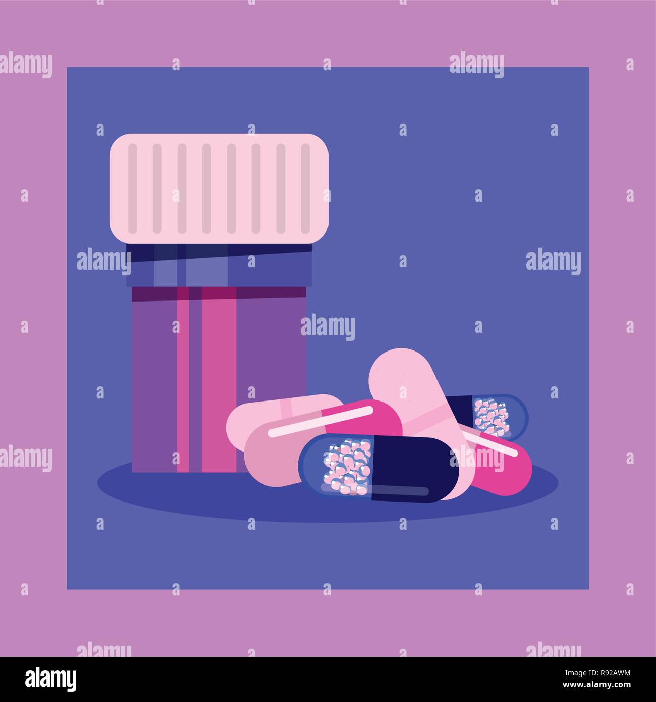 vaccination vial pills cure medical frame vector illustration Stock ...