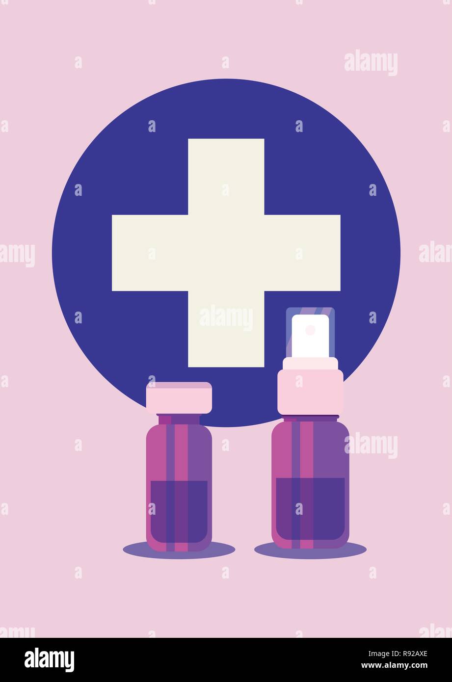 vaccination medical cross vial vaccine vector illustration Stock Vector ...