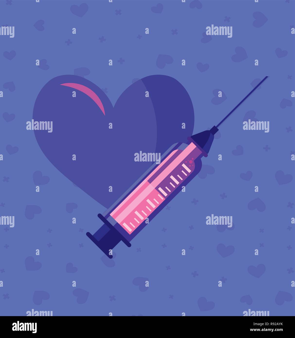 vaccination heart applying an injection background vector illustration ...