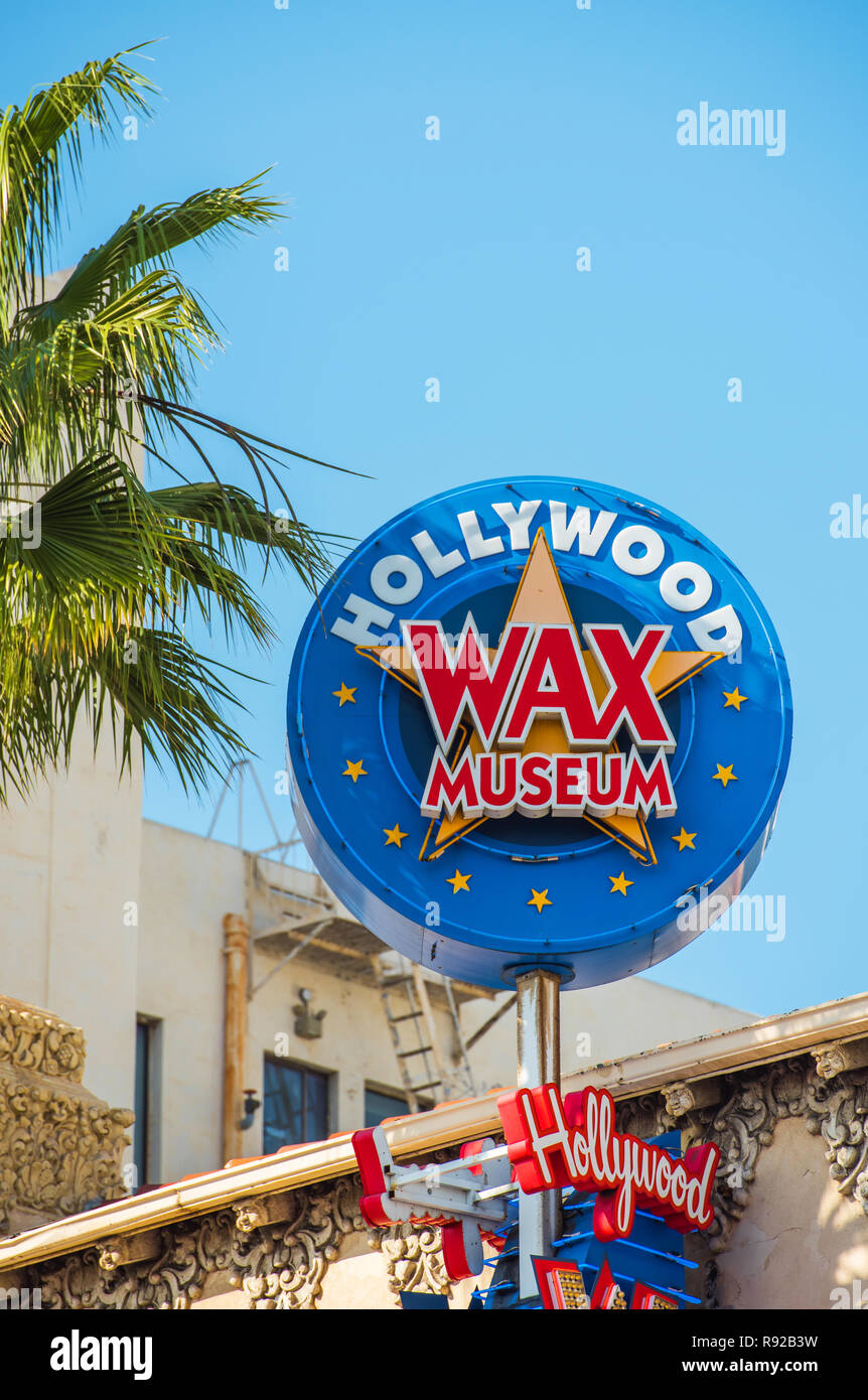 HOLLYWOOD, CALIFORNIA, USA - FEBRUARY 6, 2018: View of the sign "Wax ...