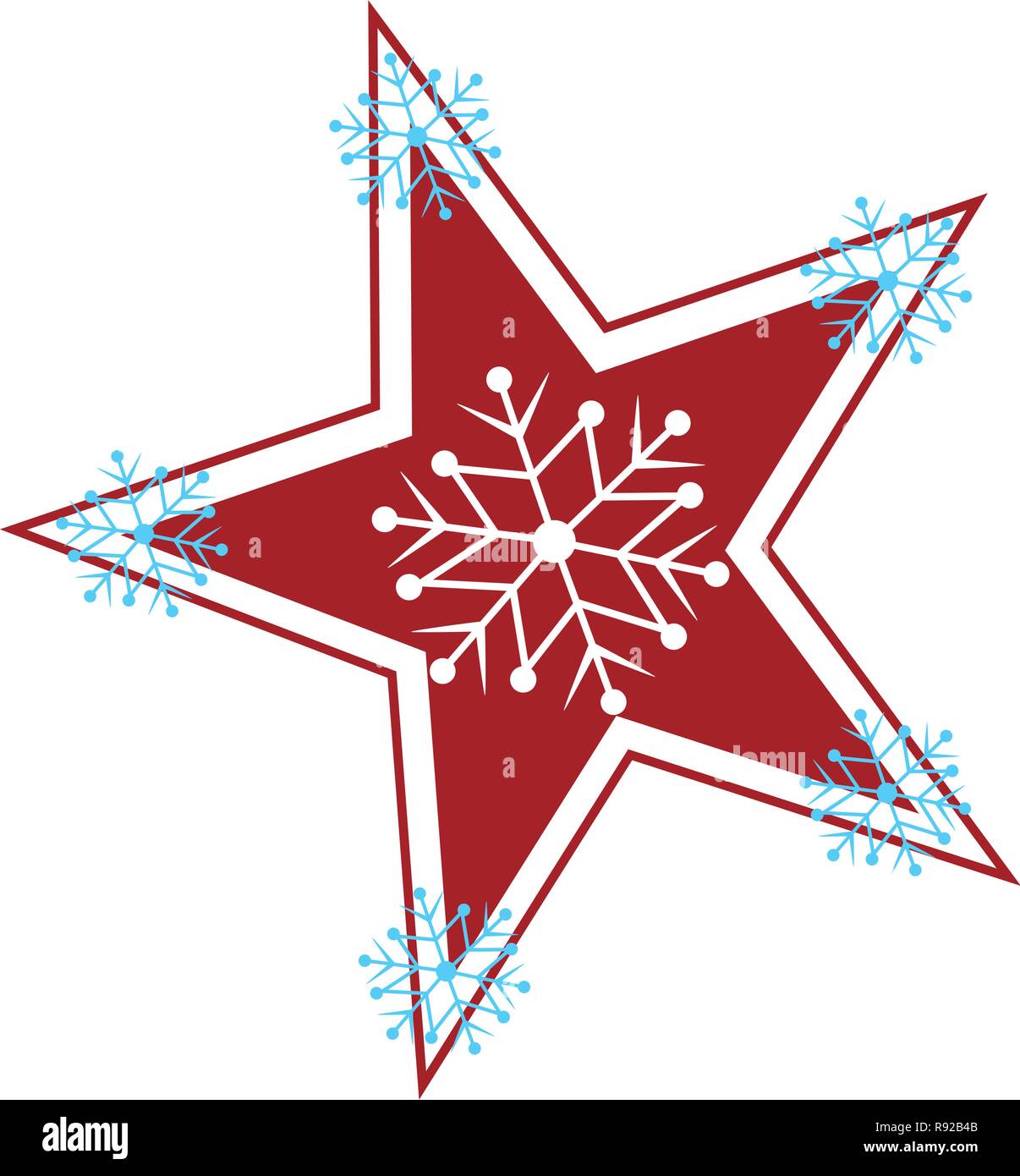 decorative star with snowflake over white background, vector ...