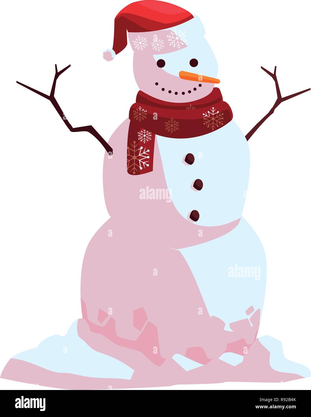 Cartoon snowman icon over white background, colorful design. vector ...
