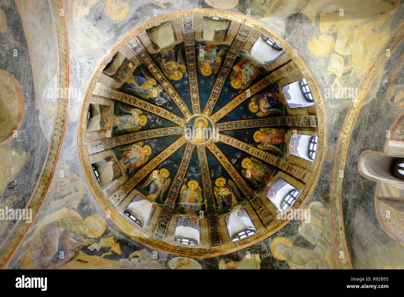 Frescos painted in church ceiling Stock Photo - Alamy