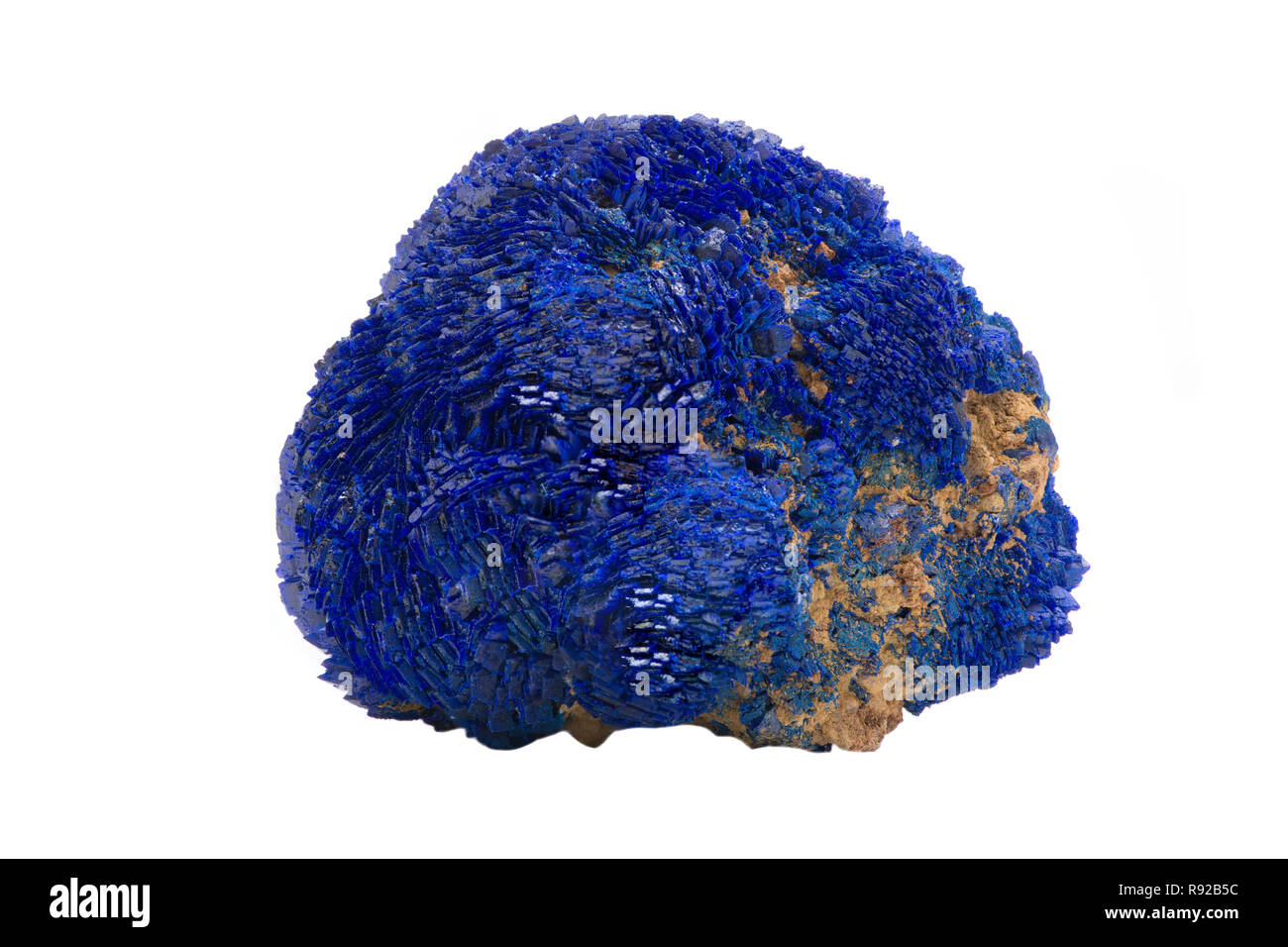 Bright blue full Azurite nodule from Russia isolated on white ...