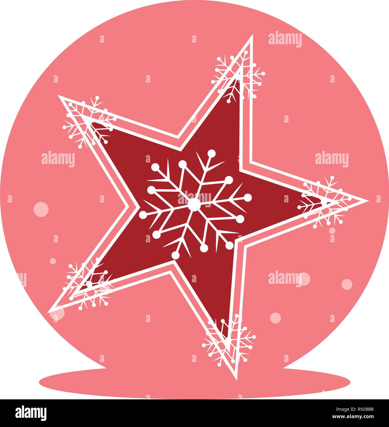 decorative star with snowflake over white background, vector ...