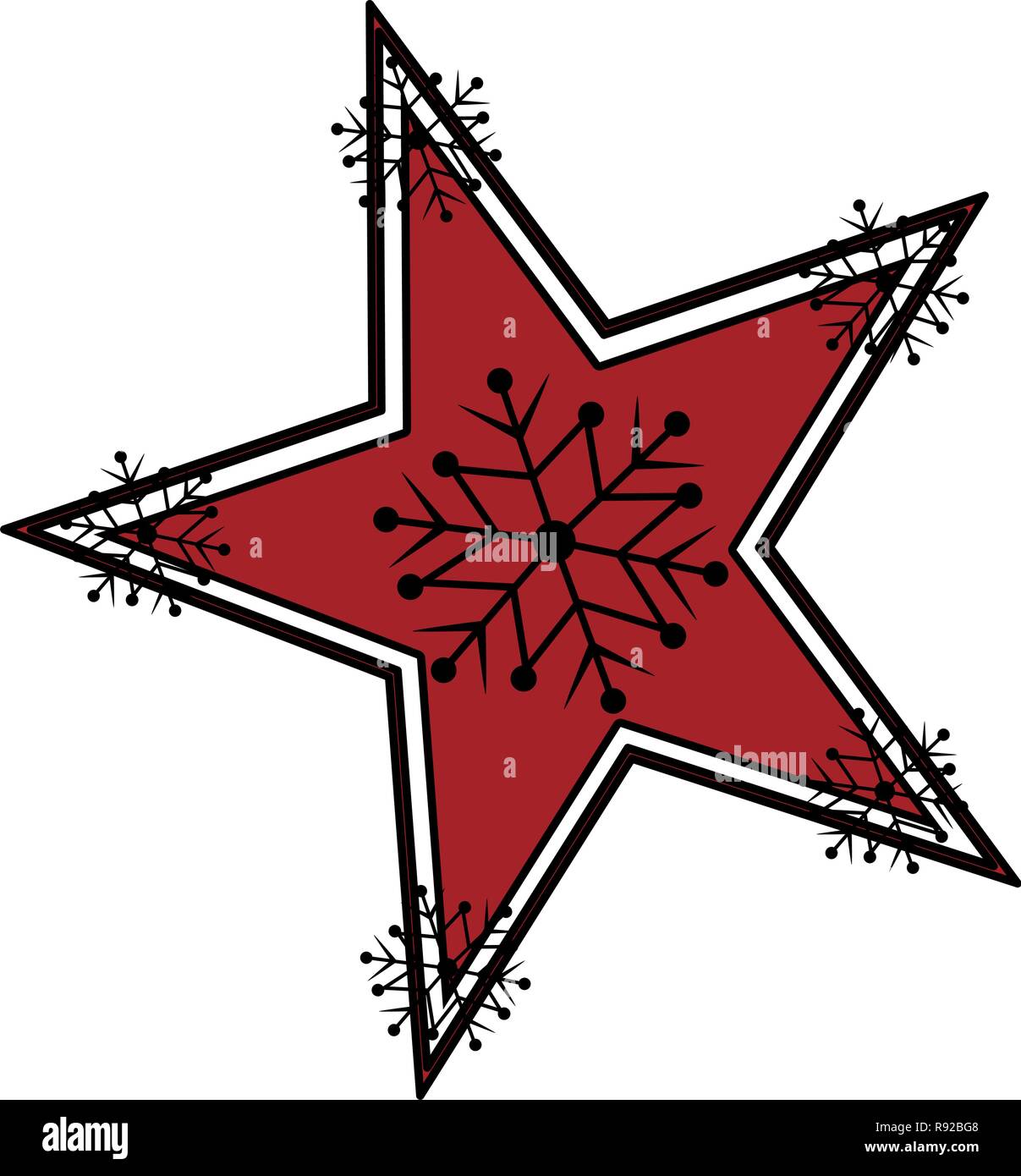 decorative star with snowflake over white background, vector ...