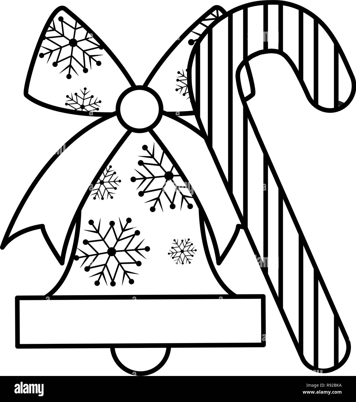 Christmas bell and candy cane over white background, vector ...