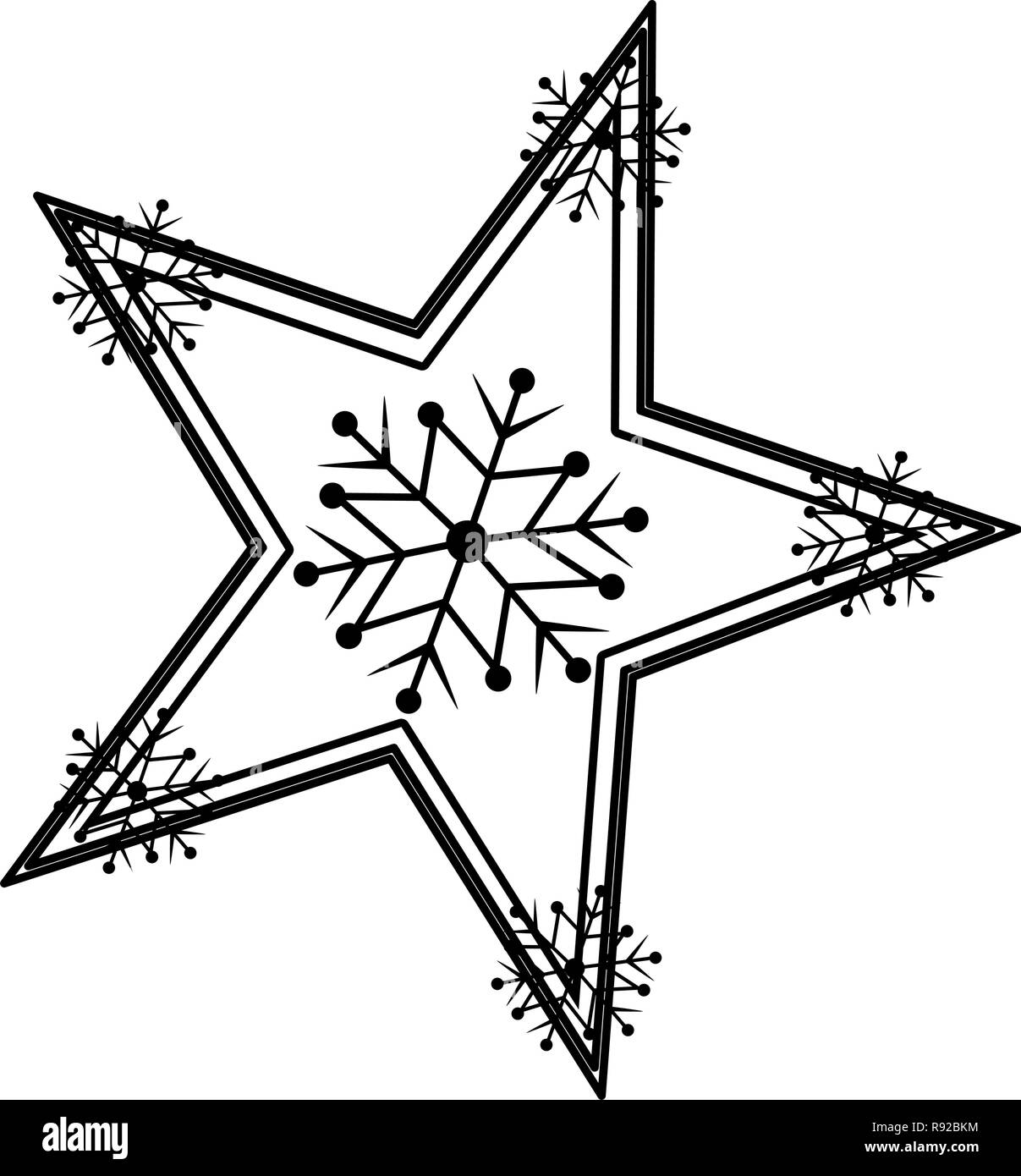 decorative star with snowflake over white background, vector ...