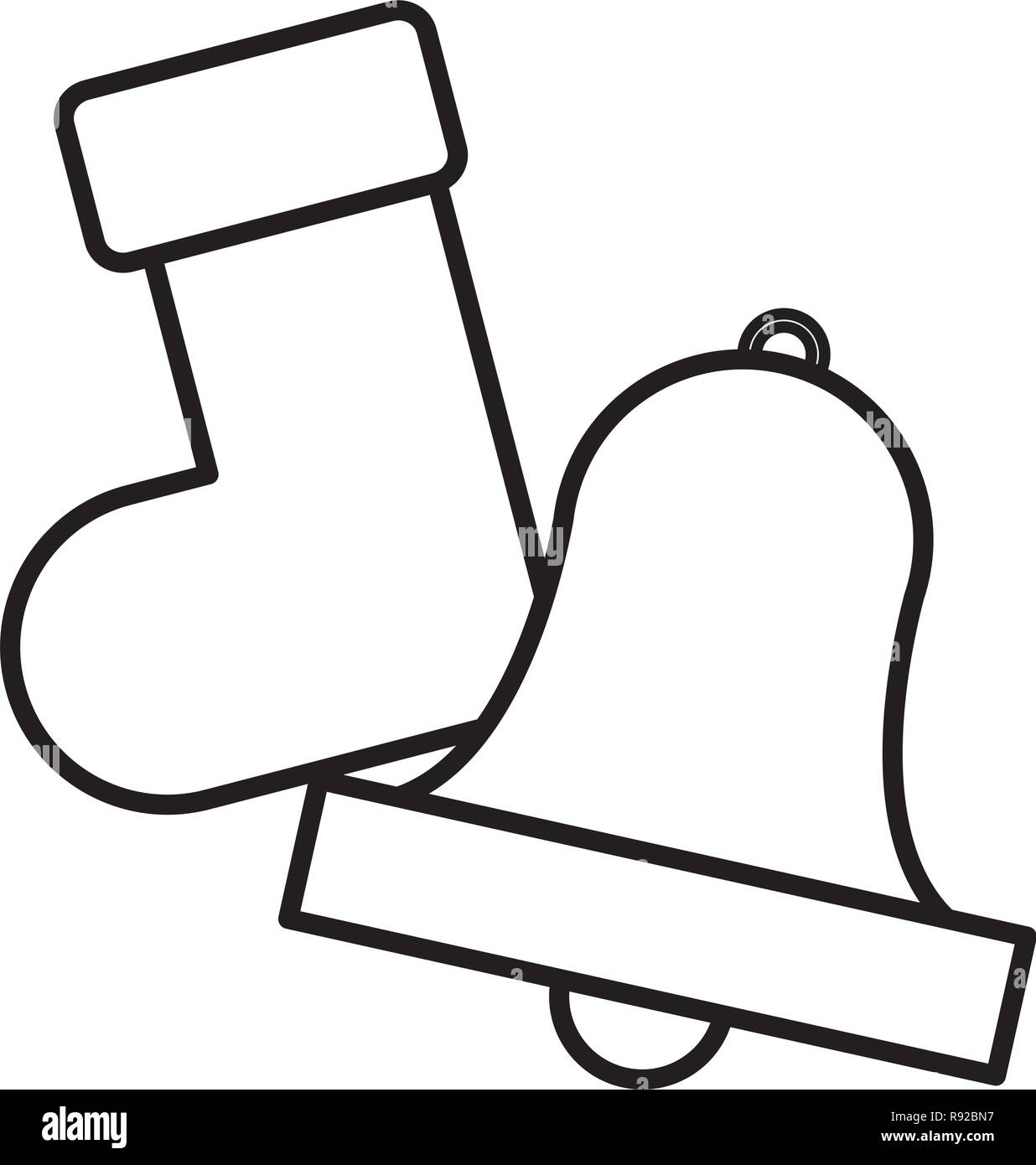 Christmas sock and bell over white background, vector illustration ...