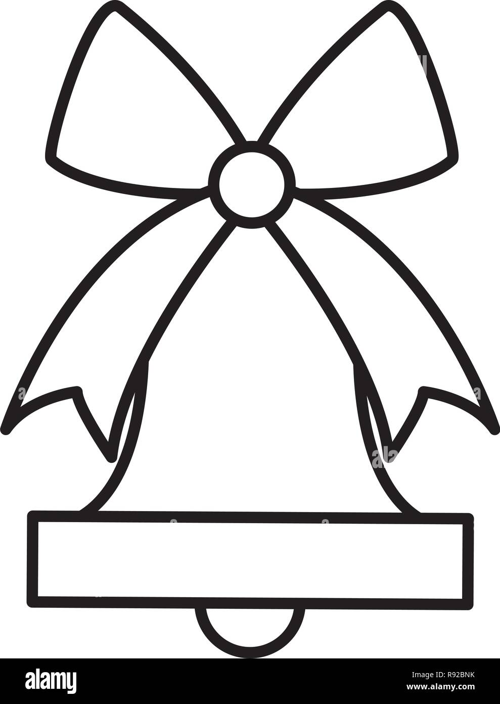 Christmas bell with decorative bow over white background, vector ...