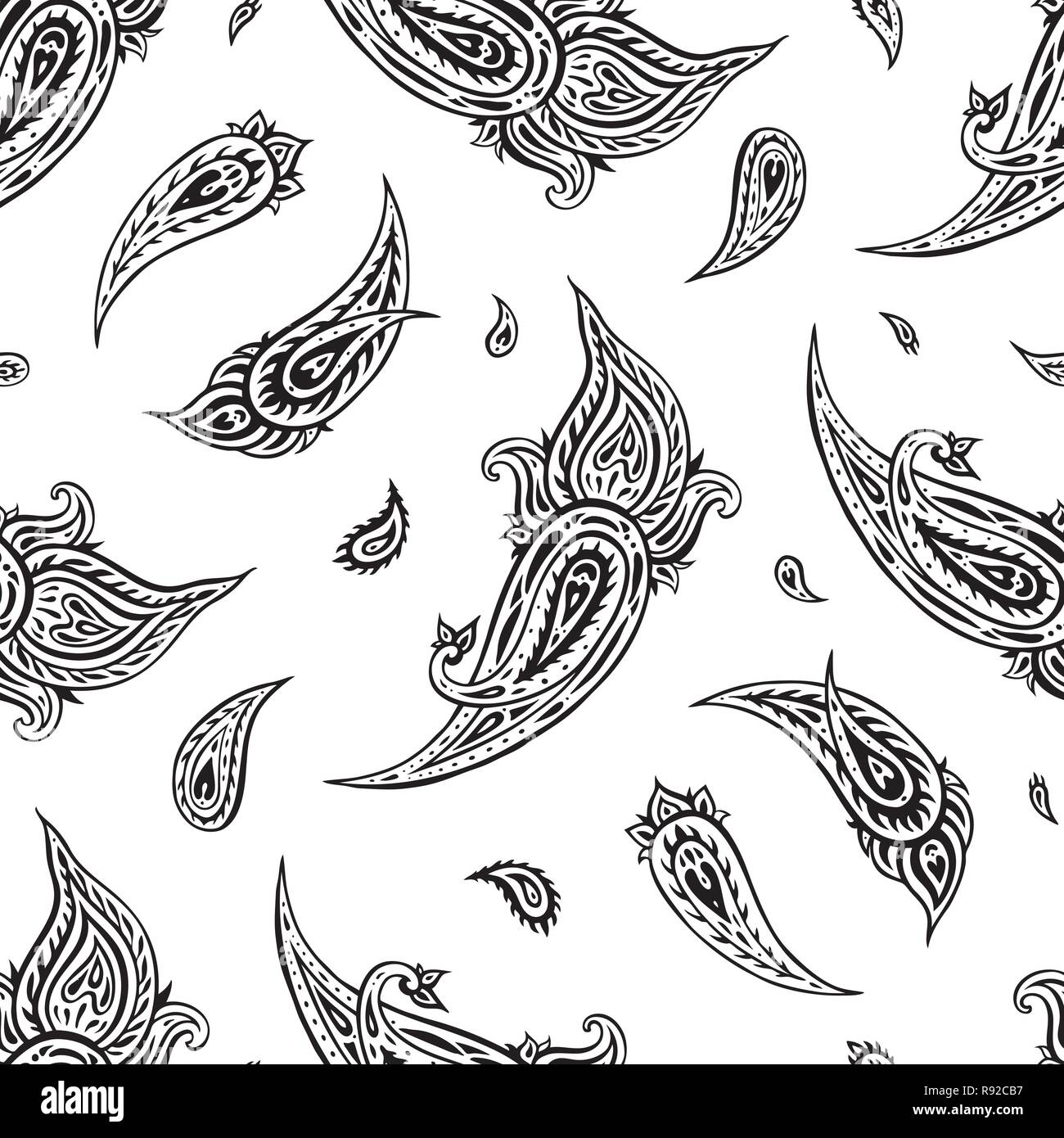 Paisley, Abstract Flower. Hand Drawn luxury old fashioned floral ...