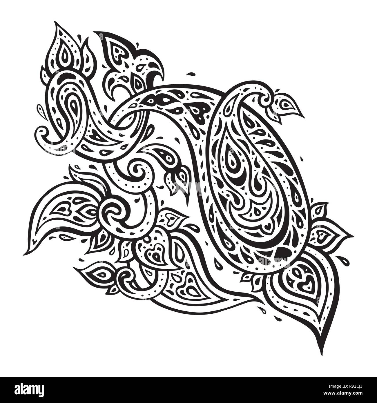 Paisley. Ethnic ornament. Vector illustration isolated. Hand Drawn old ...