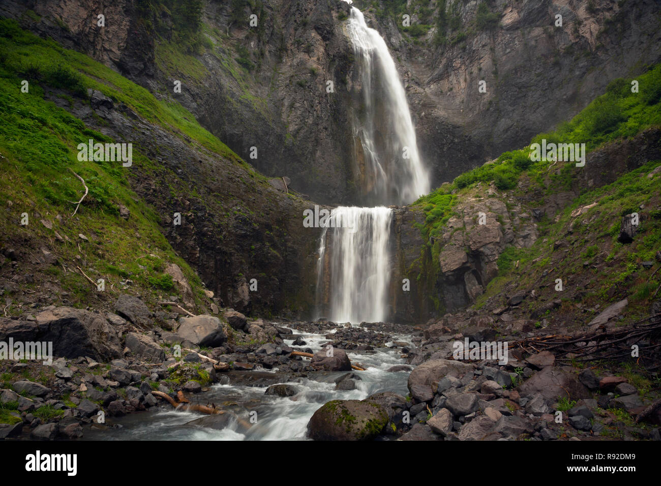 WA15568...WASHINGTON - Comet Falls on Van Trump Creek in Mount Rainier ...