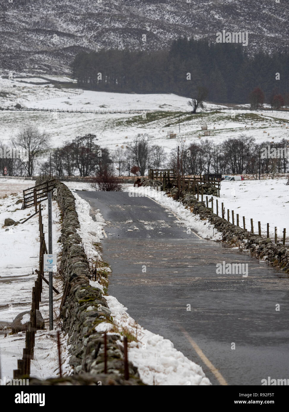 Heavy Rain & Rapid thawing Snow caused the River Ardle to burst its ...
