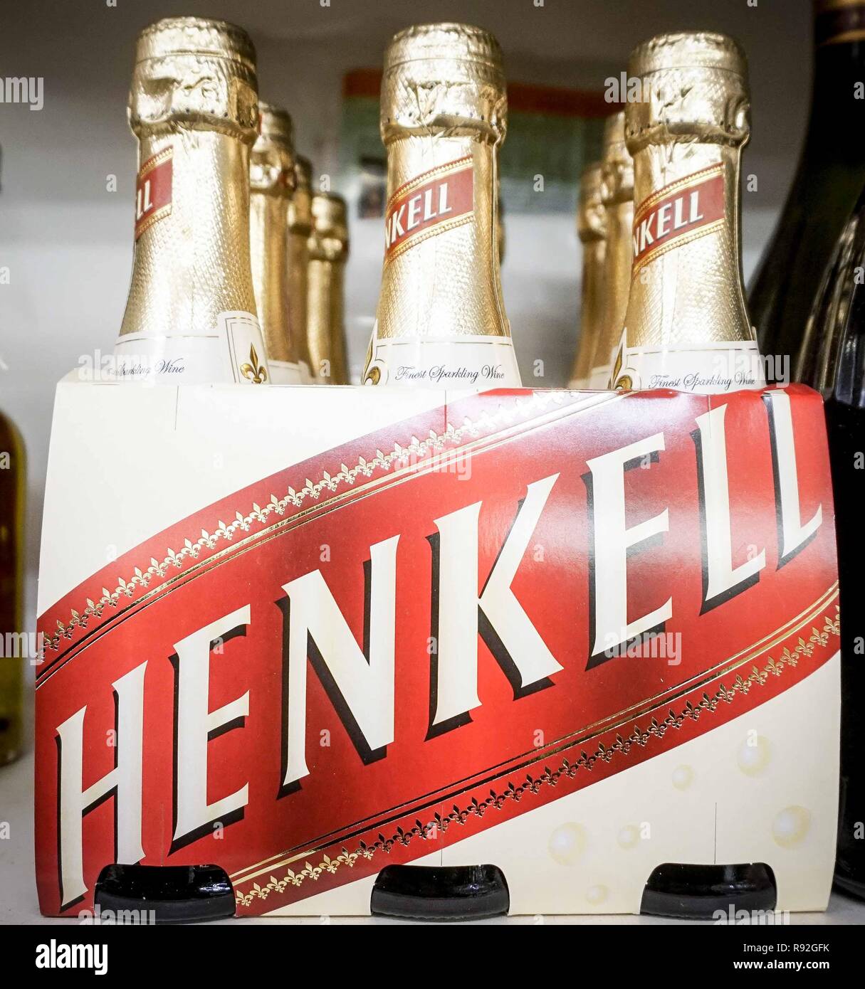 Athens, Greece. 18th Dec, 2018. Henkell Champagne are seen on the shelf ...