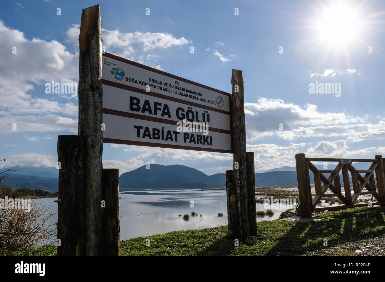 Didim, Turkey. 12th Dec, 2018. View over Lake Bafa to the Latmos ...