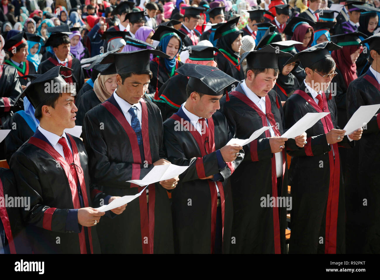 Bamyan, Afghanistan. 18th Dec, 2018. Afghan students take part in their graduation ceremony at ...
