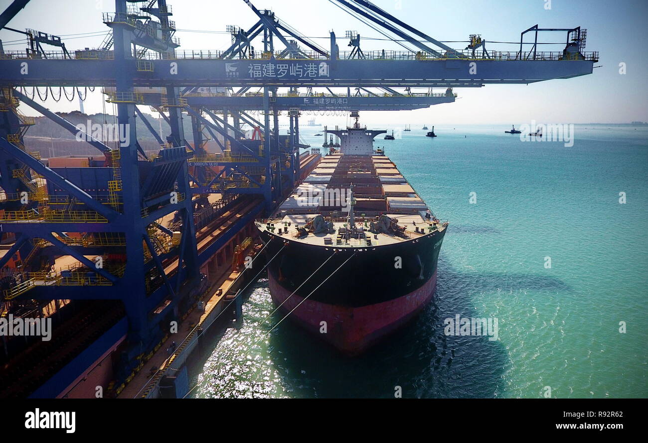 Putian. 19th Dec, 2018. Aerial photo taken on Dec. 19, 2018 shows port ...