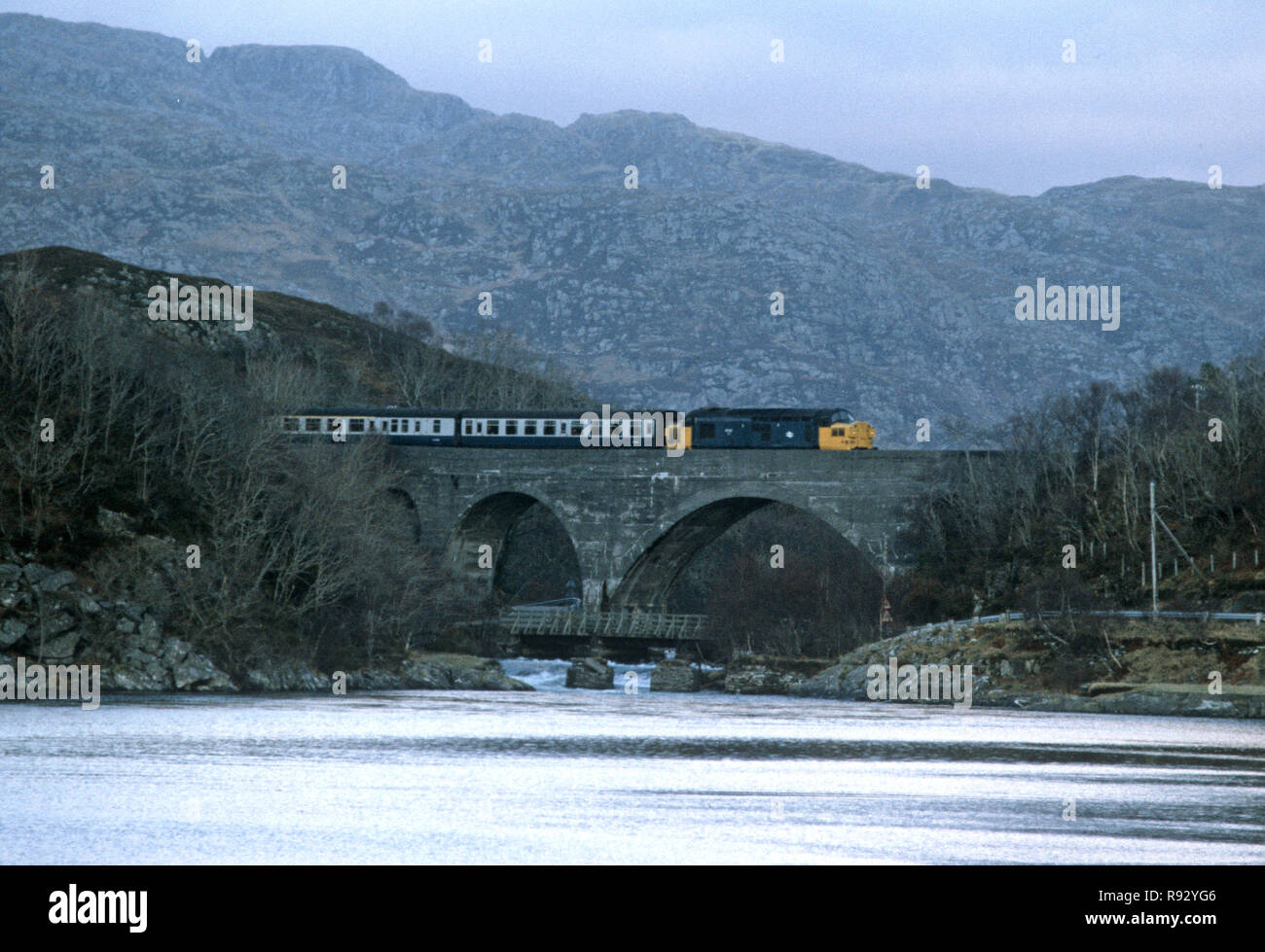 Diesel locomotive on Morar viaduct over River Morar, at Morar on the ...