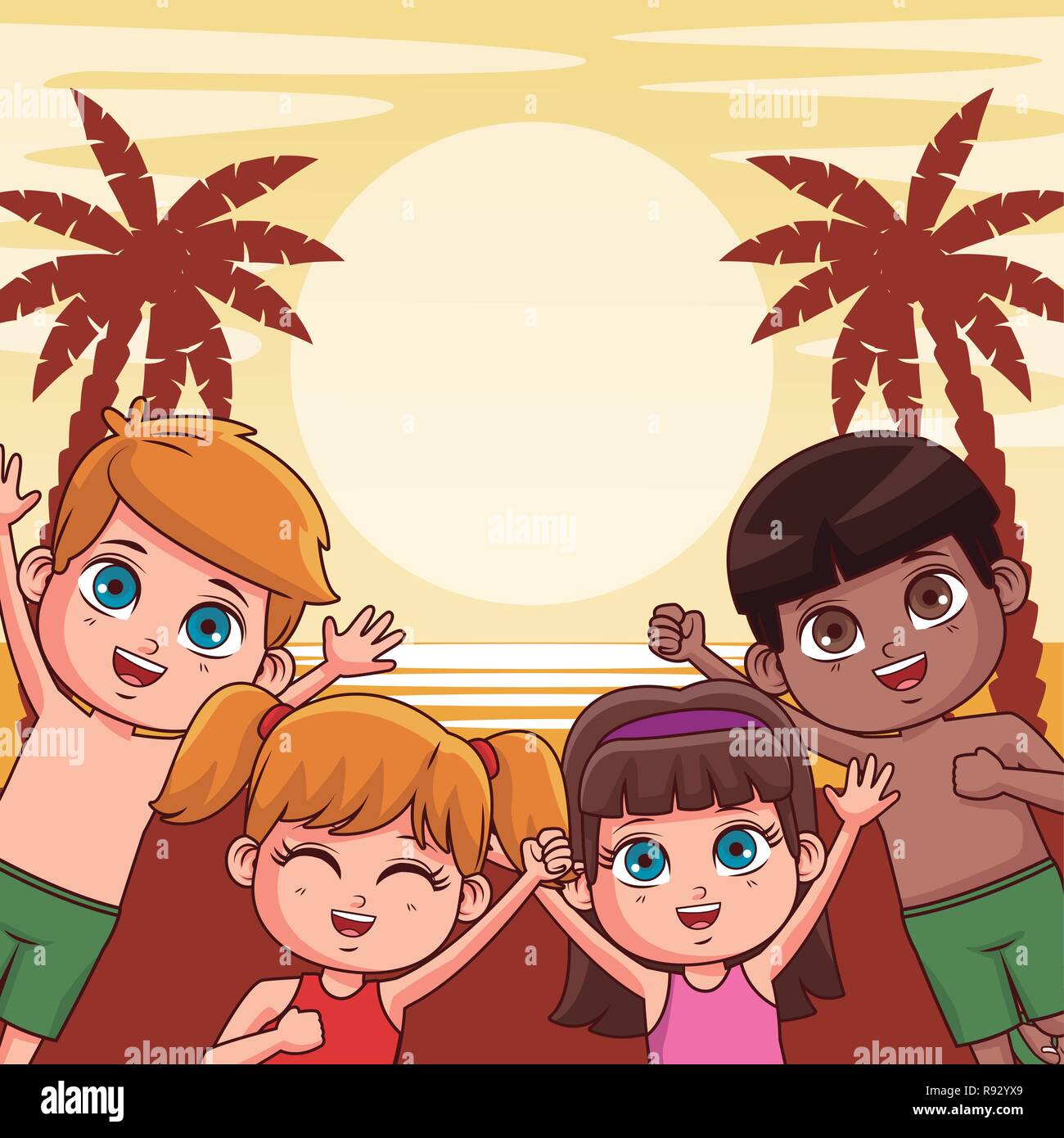 Summer kids cartoon Stock Vector Image & Art - Alamy