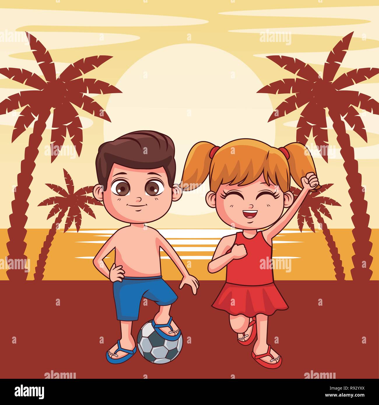 Summer kids cartoon Stock Vector Image & Art - Alamy