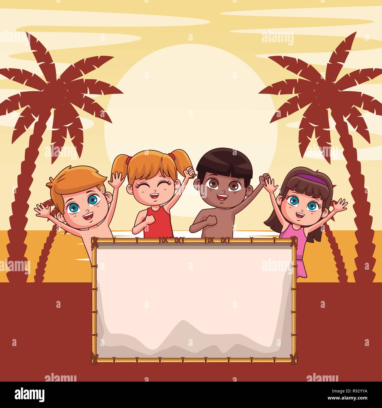 Summer kids cartoon Stock Vector Image & Art - Alamy