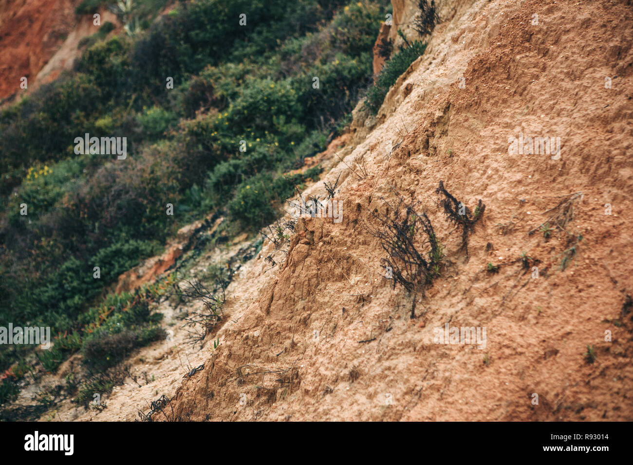 Sandstone limestone rocks of reddish color in Portugal Stock Photo - Alamy