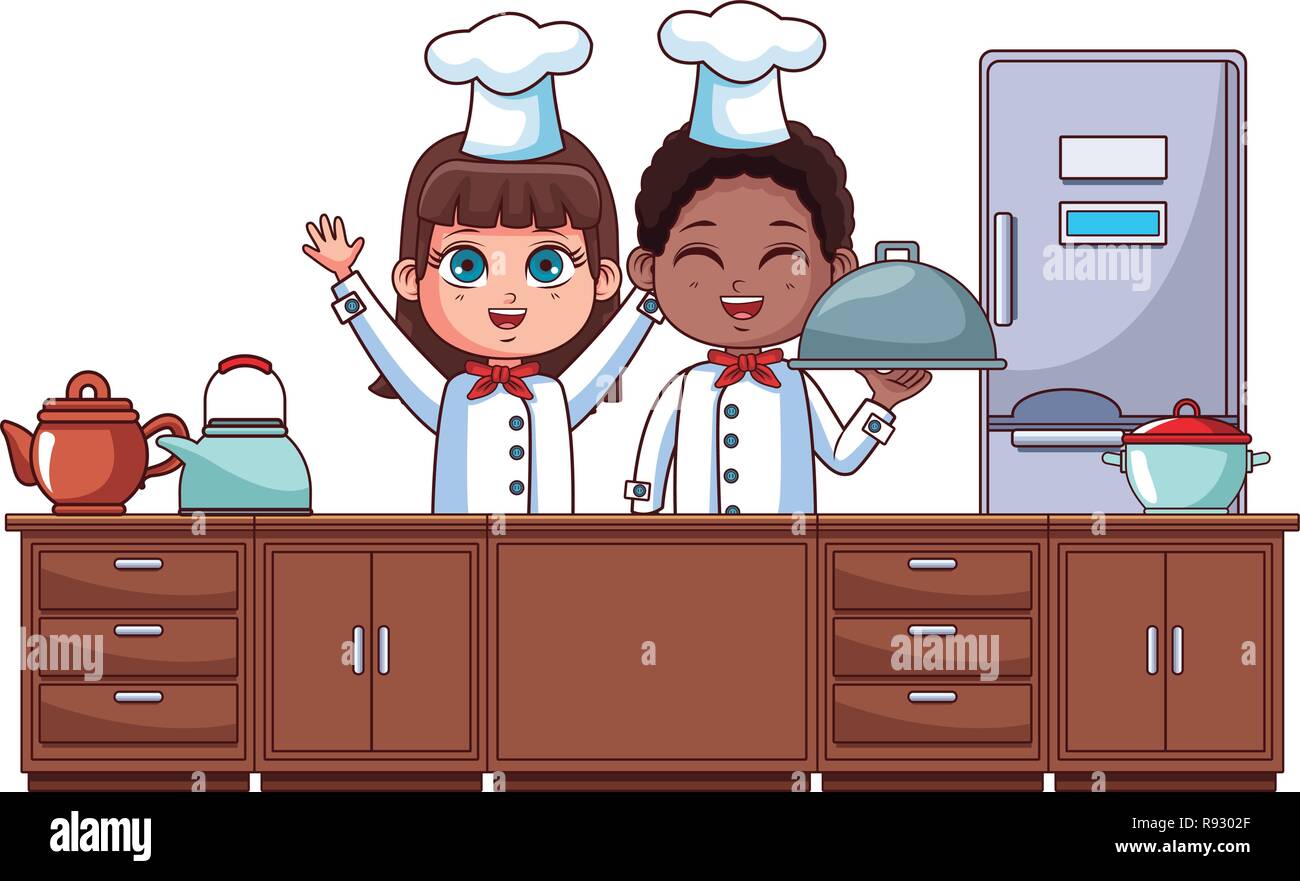 Chefs kids cartoon Stock Vector Image & Art - Alamy