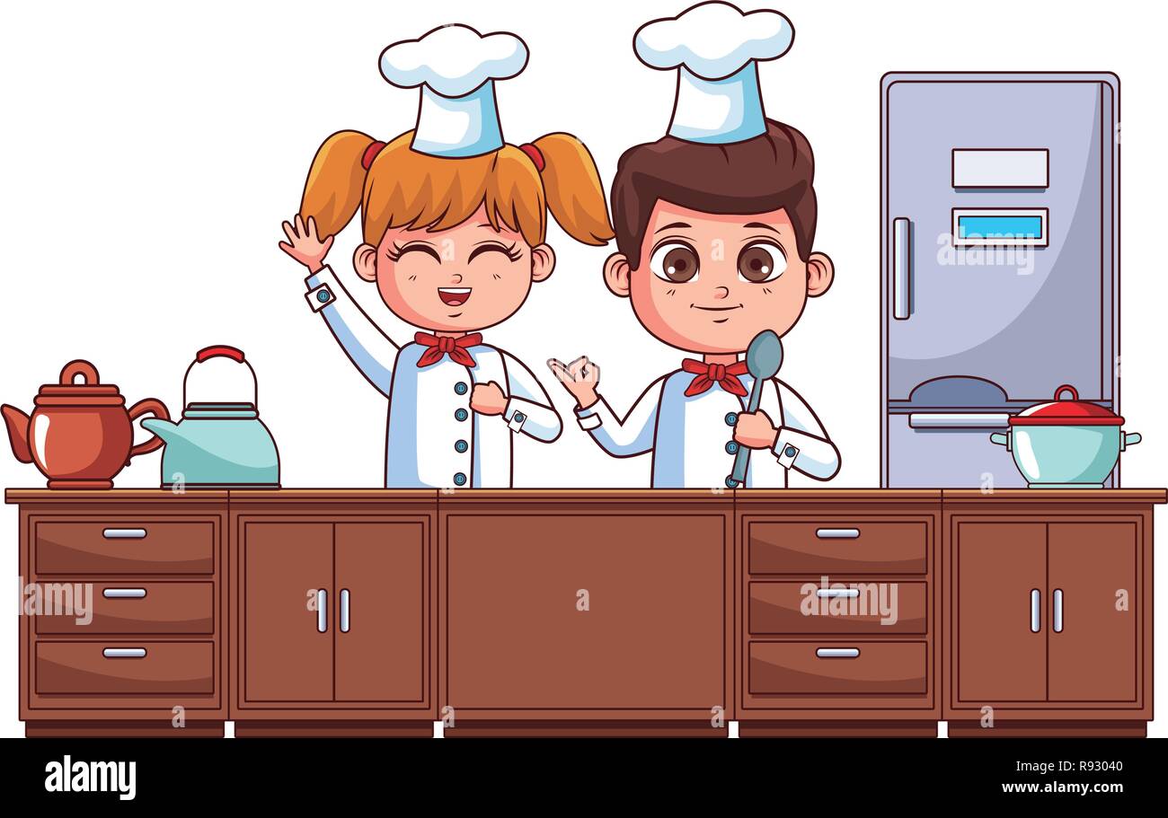 Chefs kids cartoon Stock Vector Image & Art - Alamy