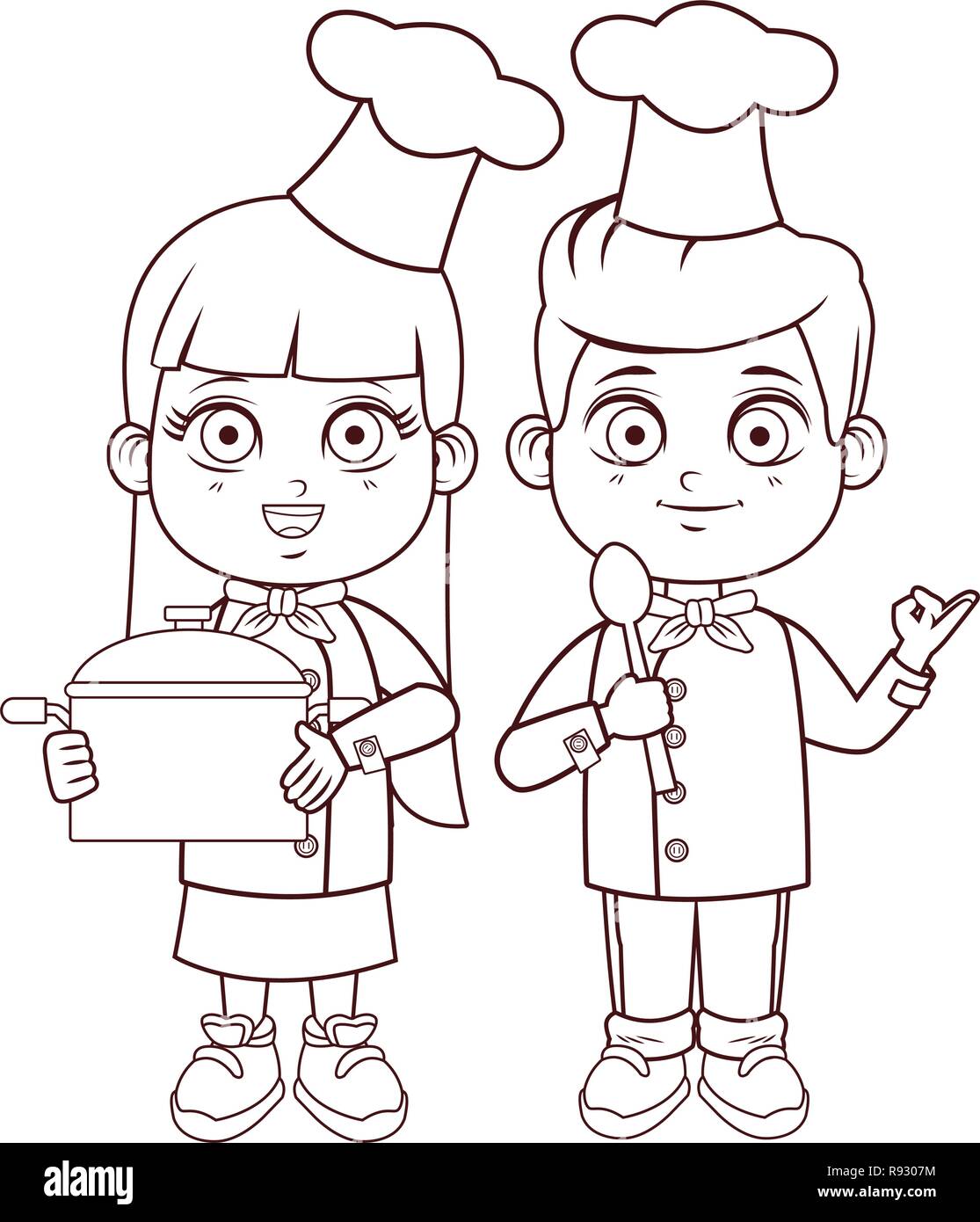 Chef kids cartoons brown lines Stock Vector Image & Art - Alamy